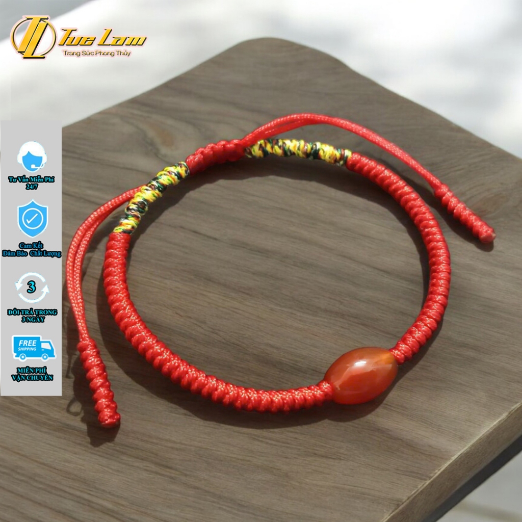 Handmade braided lucky red thread bracelet with Tibetan five-color ...