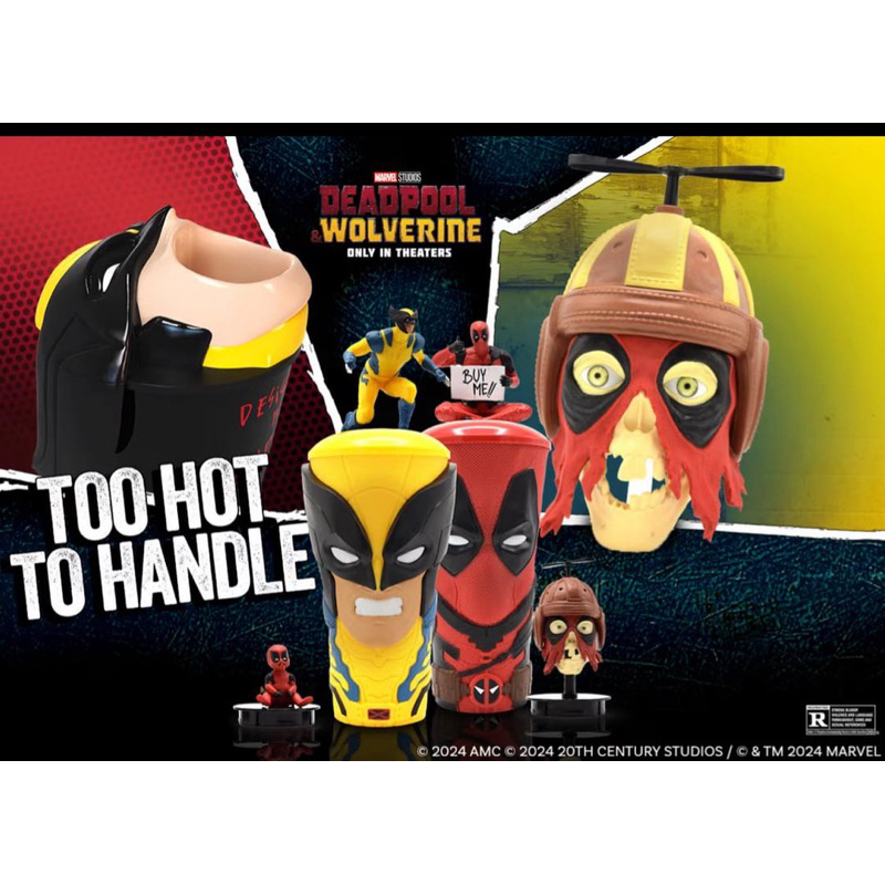 (SALE) movie combo cup topper figure, Deadpool and Wolverine movie cup ...