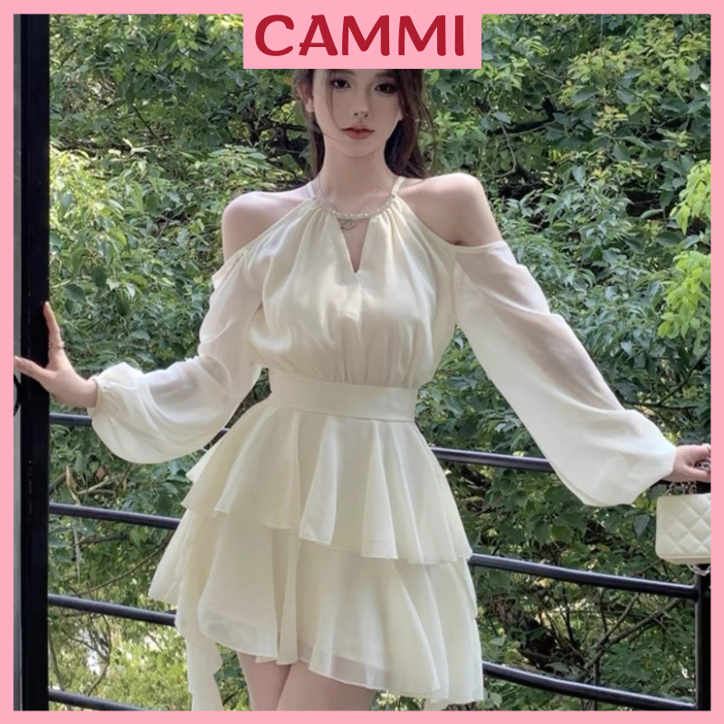 Lady Style Off-the-Shoulder Dress with 2-Layer Short Flared Camisole in ...