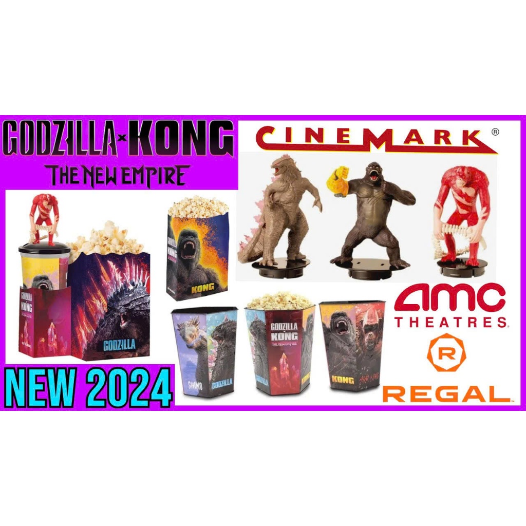 (NEW) movie combo cup topper figure, Kong x Godzilla movie cup topper ...