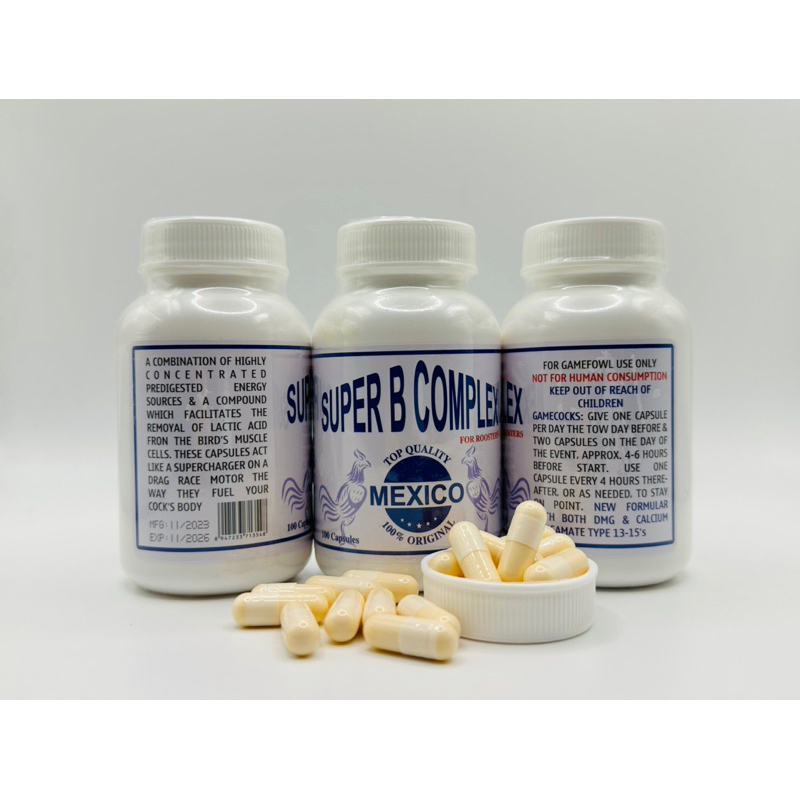 _SUPER B COMPLEX_jar of 100 pills. (B Group VITAMIN for fighting cocks ...