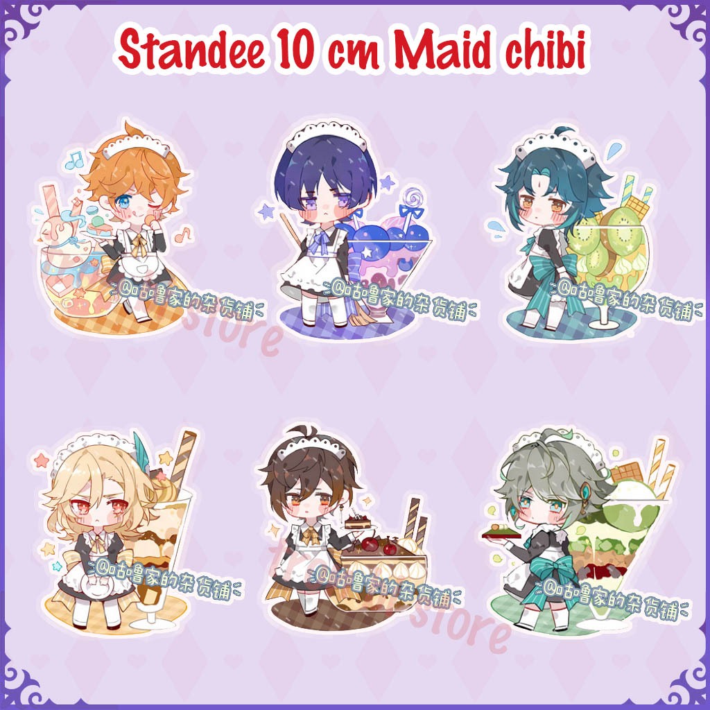 Genshin Impact maid chibi Standee model 10 cm 6 characters | Shopee ...
