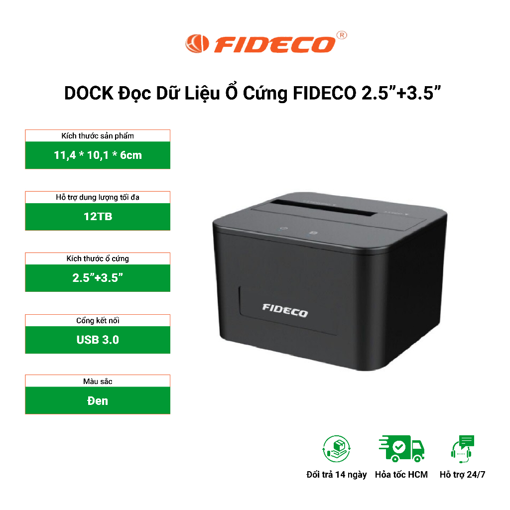 Fideco 2.5"+3.5" Hard Drive Data Reading DOCK - Supports Reading Up to ...