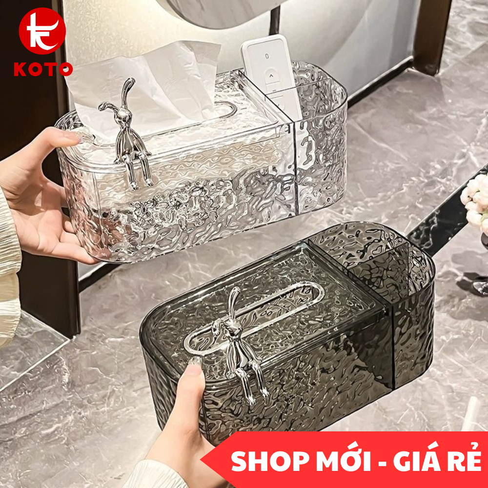 Transparent diamond tissue box with integrated luxurious rabbit charm ...