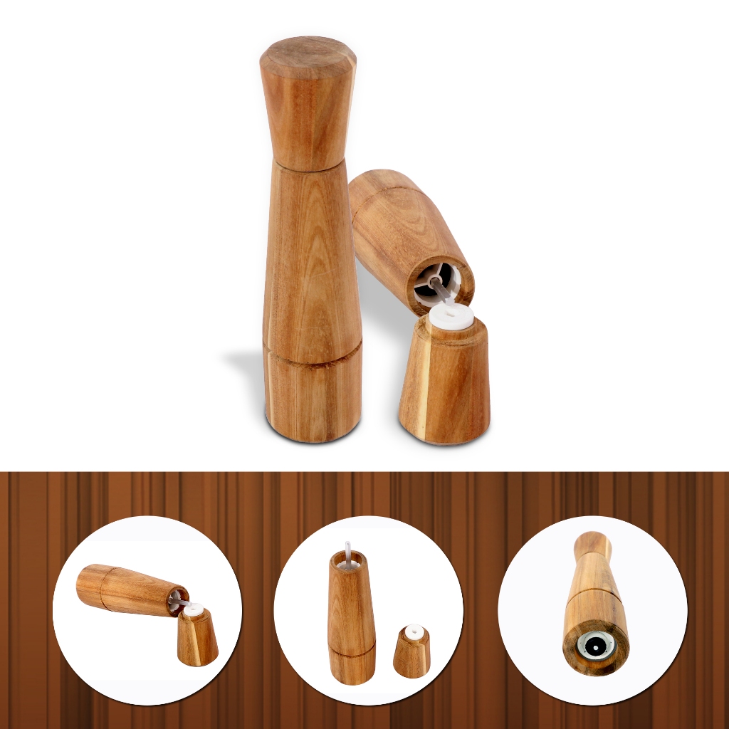 Adam & HOME handheld pepper grinder and grinder made of natural wood ...