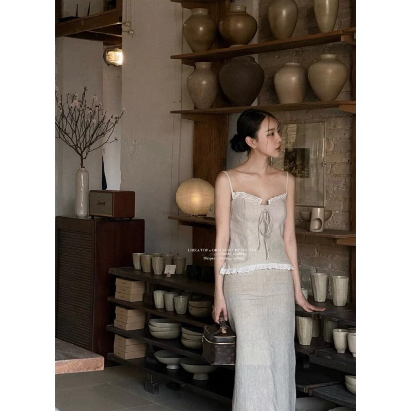 Libra Top - Linen and Lace 2-String Shirt (original photo) | Shopee ...