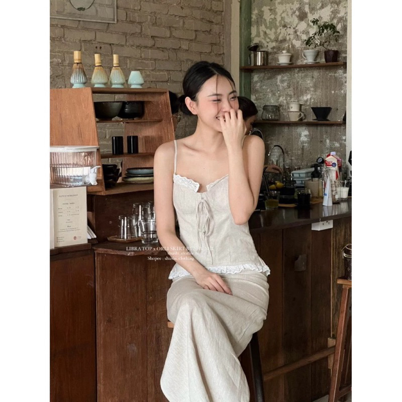 Libra Top - Linen and Lace 2-String Shirt (original photo) | Shopee ...