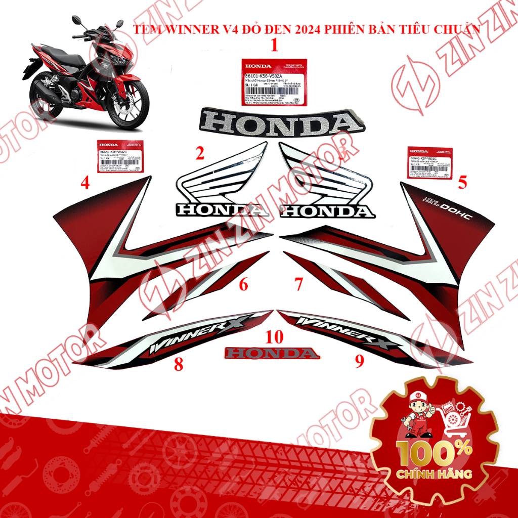 Winner X V4 2024 Car Sticker, Winner X 2024 Red and Black Removable ...