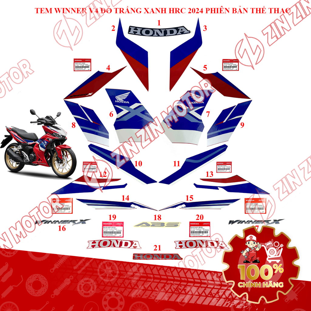 Winner X V4 2024 Car Sticker, Winner X 2024 Red HRC Removable Sticker ...