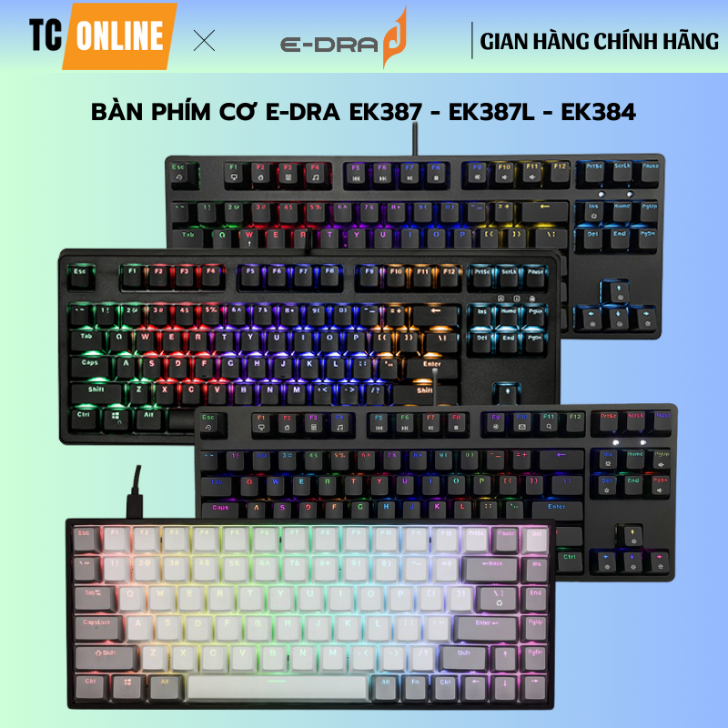 E-dra EK387 RGB / Rainbow TKL Huano Type C Mechanical Keyboard (Blue ...