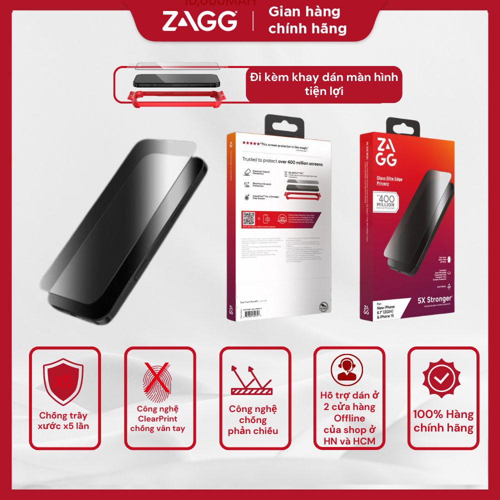 [iPhone 16/15/14/13] ZAGG tempered glass of all types: transparent ...
