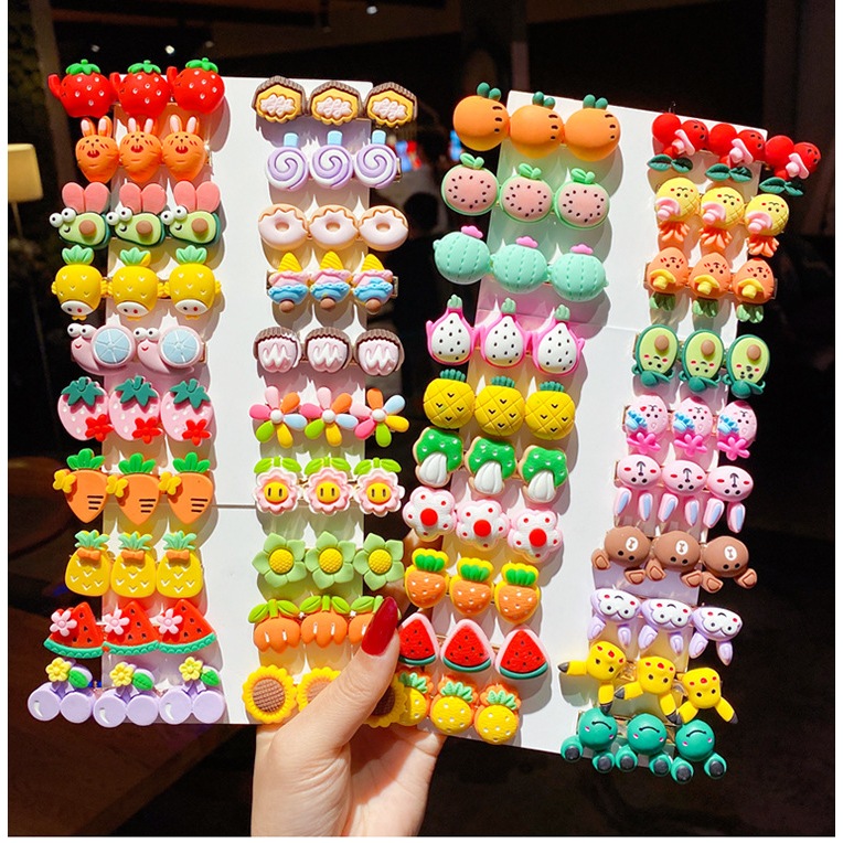 SET of 10 Cute Flower / Fruit Hair Clips for Girls KT_1005 B38 | Shopee ...