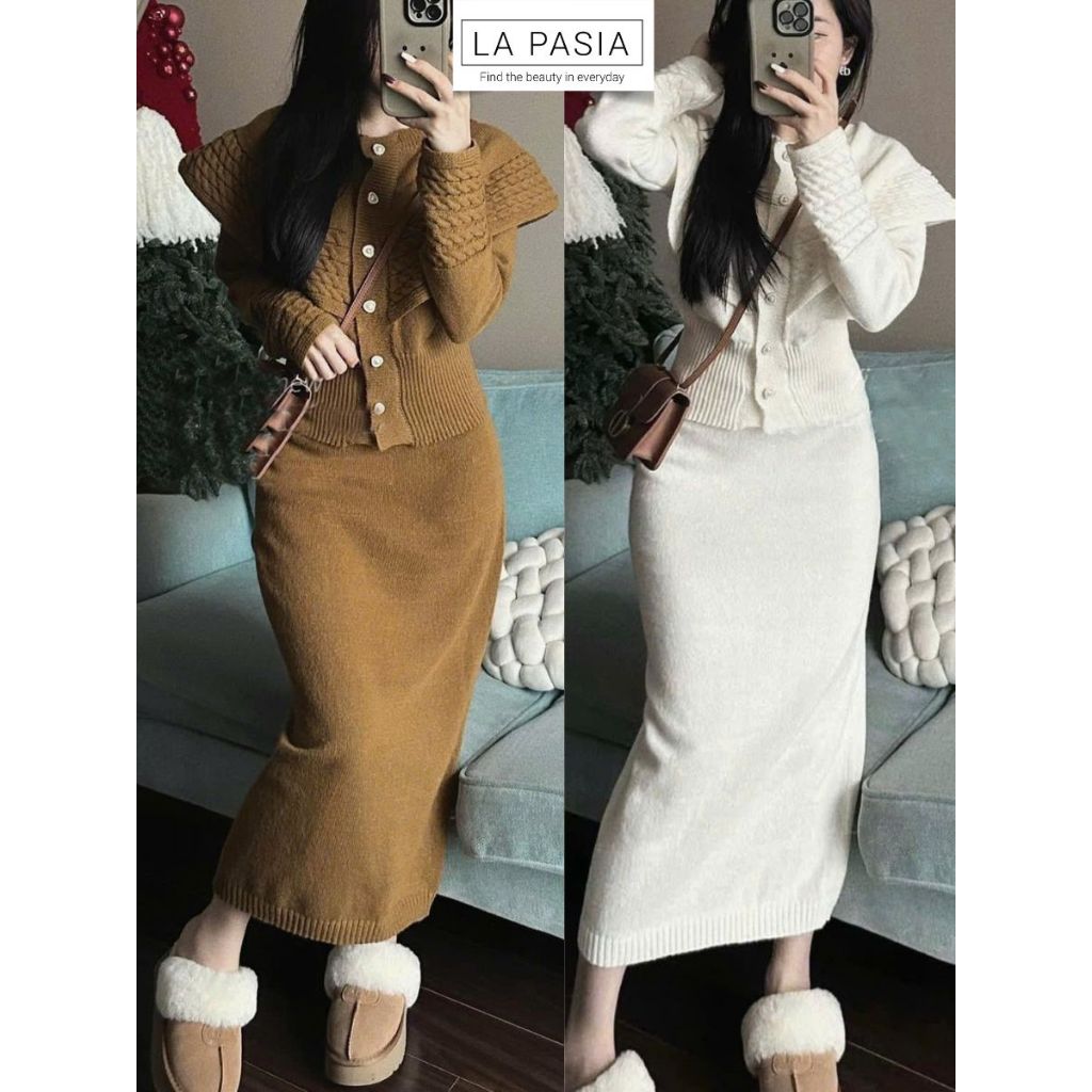 Lapasia LP90 Long Bodycon Wool Dress Mixed With Luxurious Cape | Shopee ...