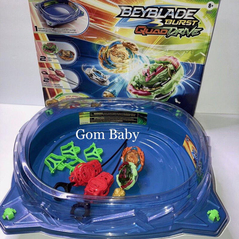 Spinning toy set with 2 Beyblade Burst Quaddrive HASBRO spinners Full ...