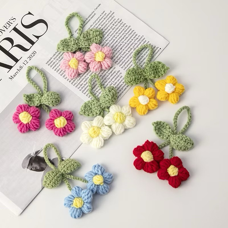 Handmade wool keychain (2 wool flowers) | Shopee Philippines