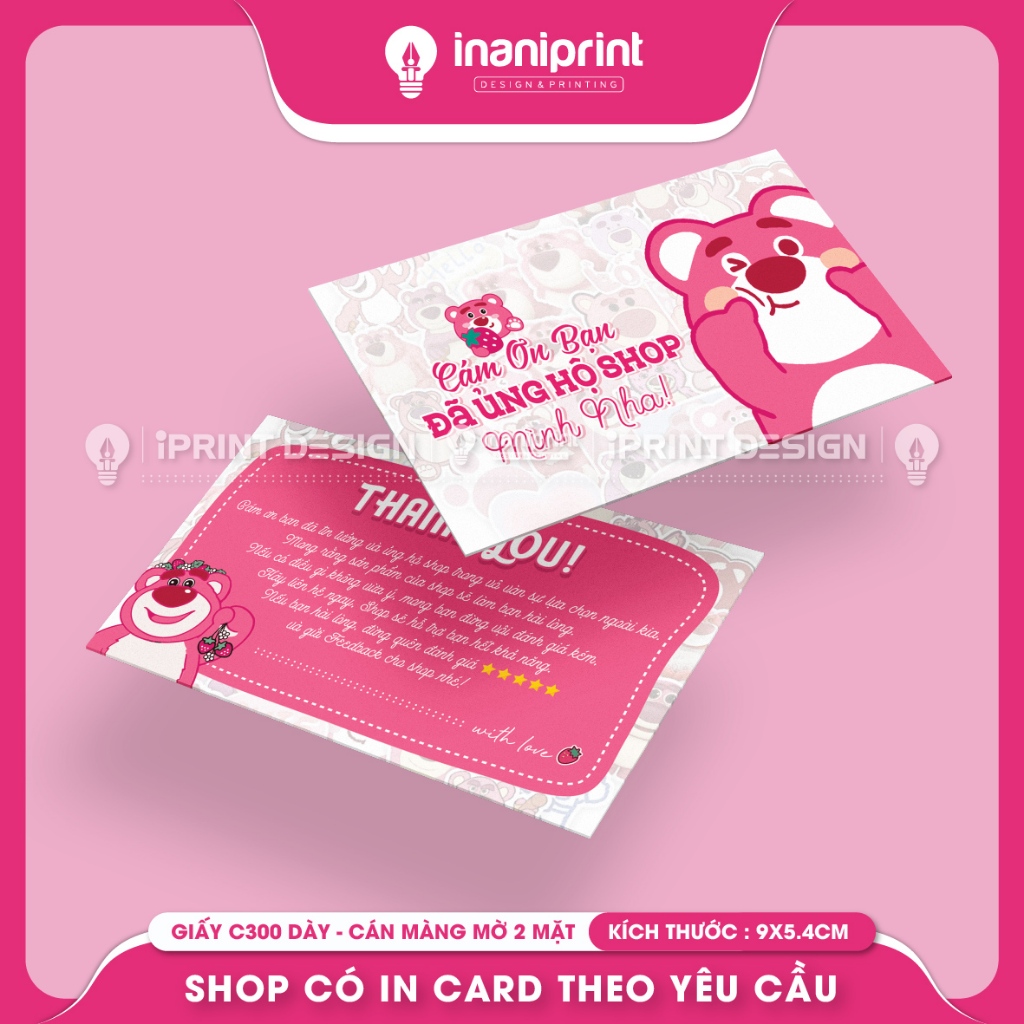 Lotso Strawberry Bear Thank You Card, Lotso Thank You Card - HORIZONTAL ...