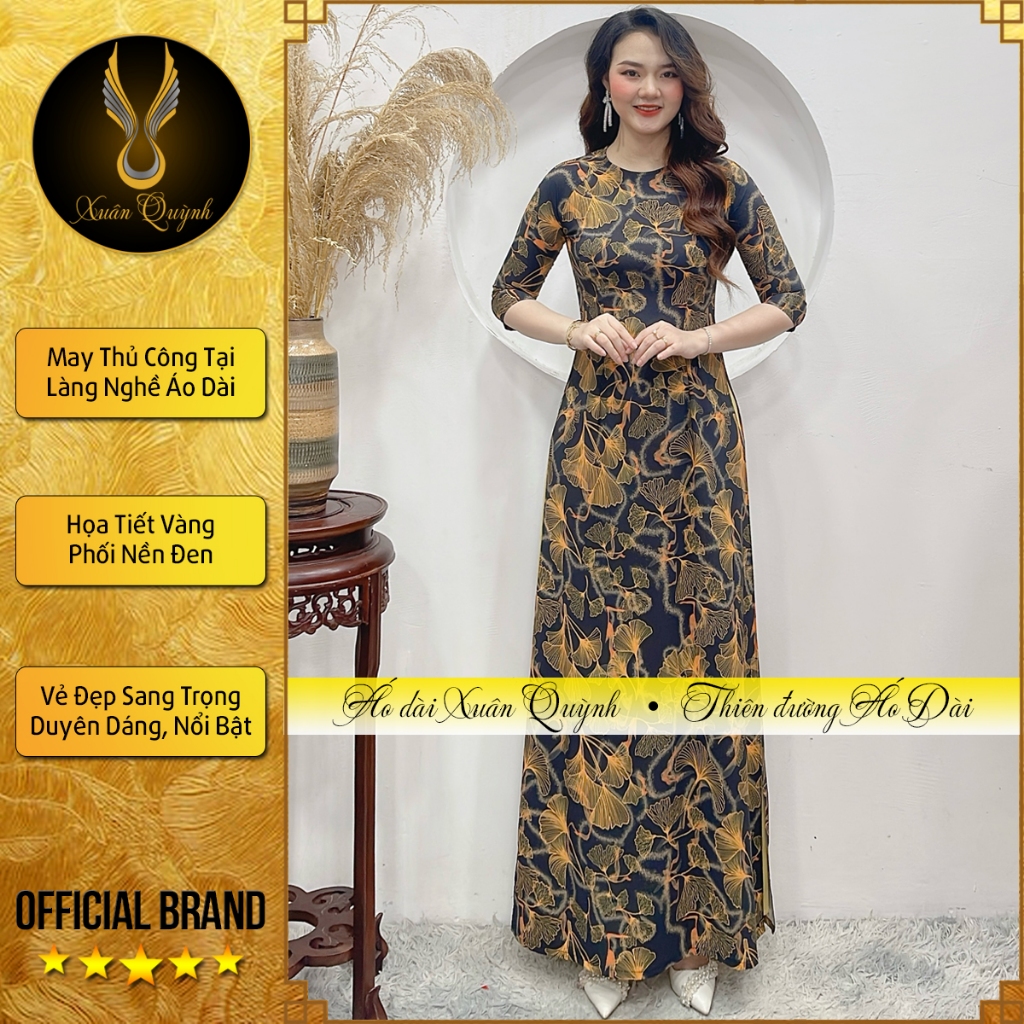 Habutai Japanese Silk 3D Printed Ao Dai with Fan Leaf Pattern Creates ...