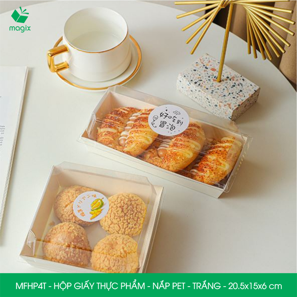 Mfhp4t - 20.5x15x6 cm -50 white kraft food boxes with Pet lids ...