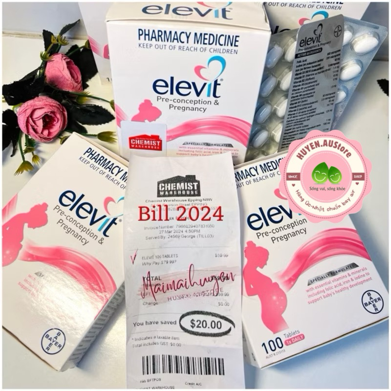 (FULL BILL + CHEMIST STAMP) ELEVIT Multivitamin for Pregnant Women Box ...