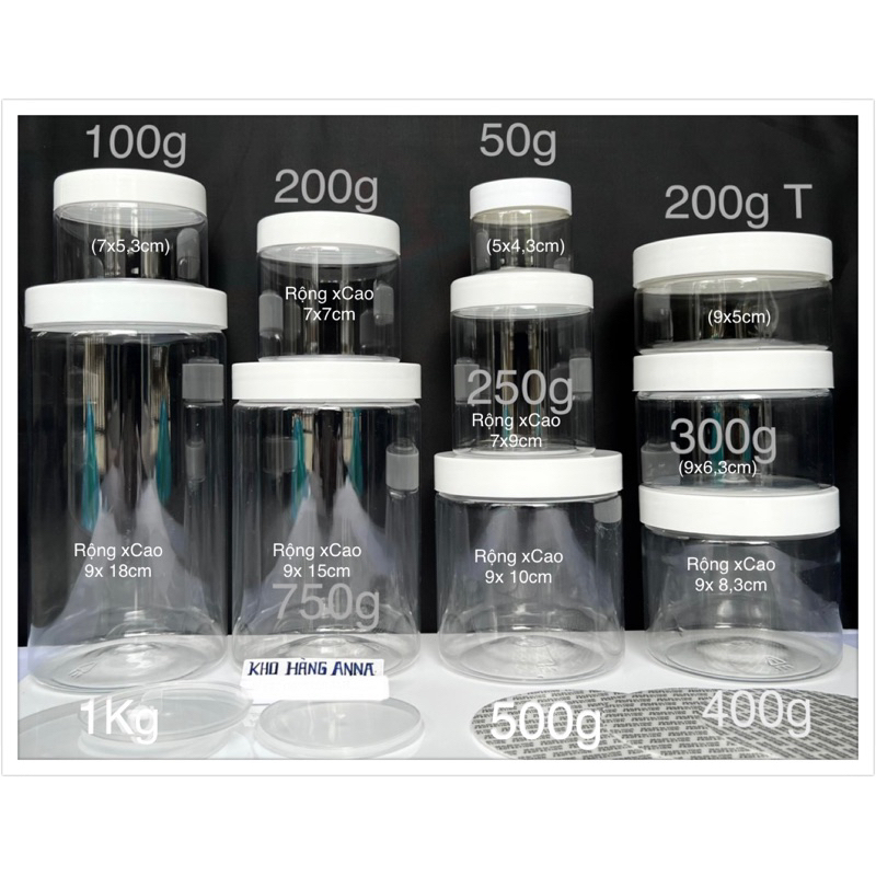 COSMETIC JARS WITH WHITE / BLACK LID - Transparent plastic jars for ...