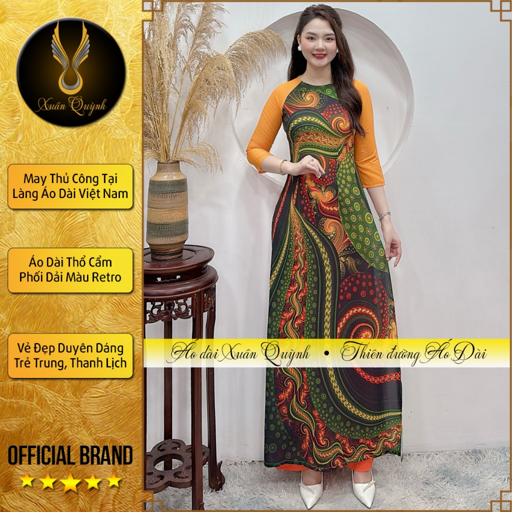 Habutai Japanese Silk Traditional Ao Dai with 3D Printed Unique Spiral Pattern and Flattering ...