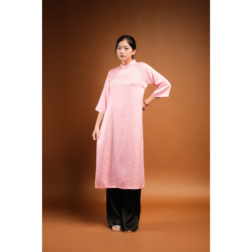 Patterned Brocade Ao Dai - Light Pink, Women's Modern Brocade Ao Dai ...