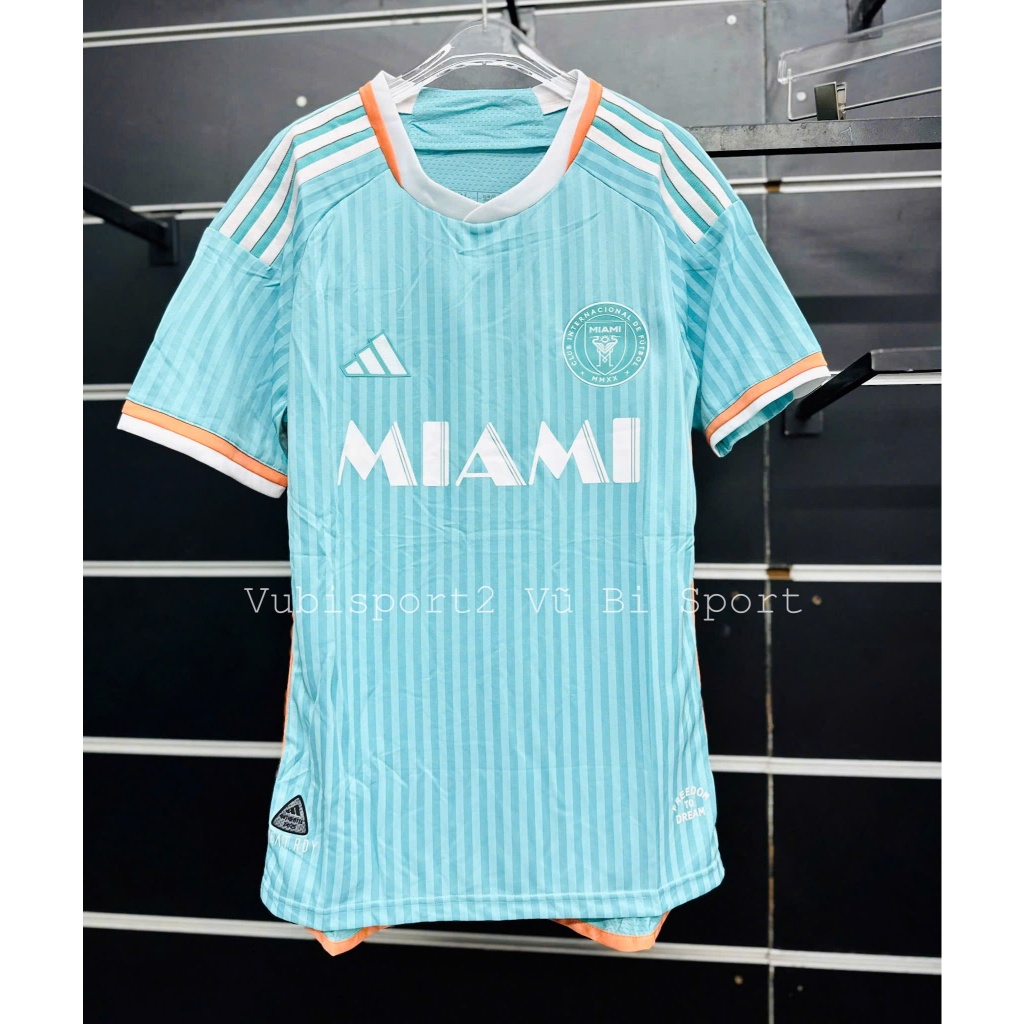 Inter Miami 24/25 club rubber logo player football shirt, turquoise ...