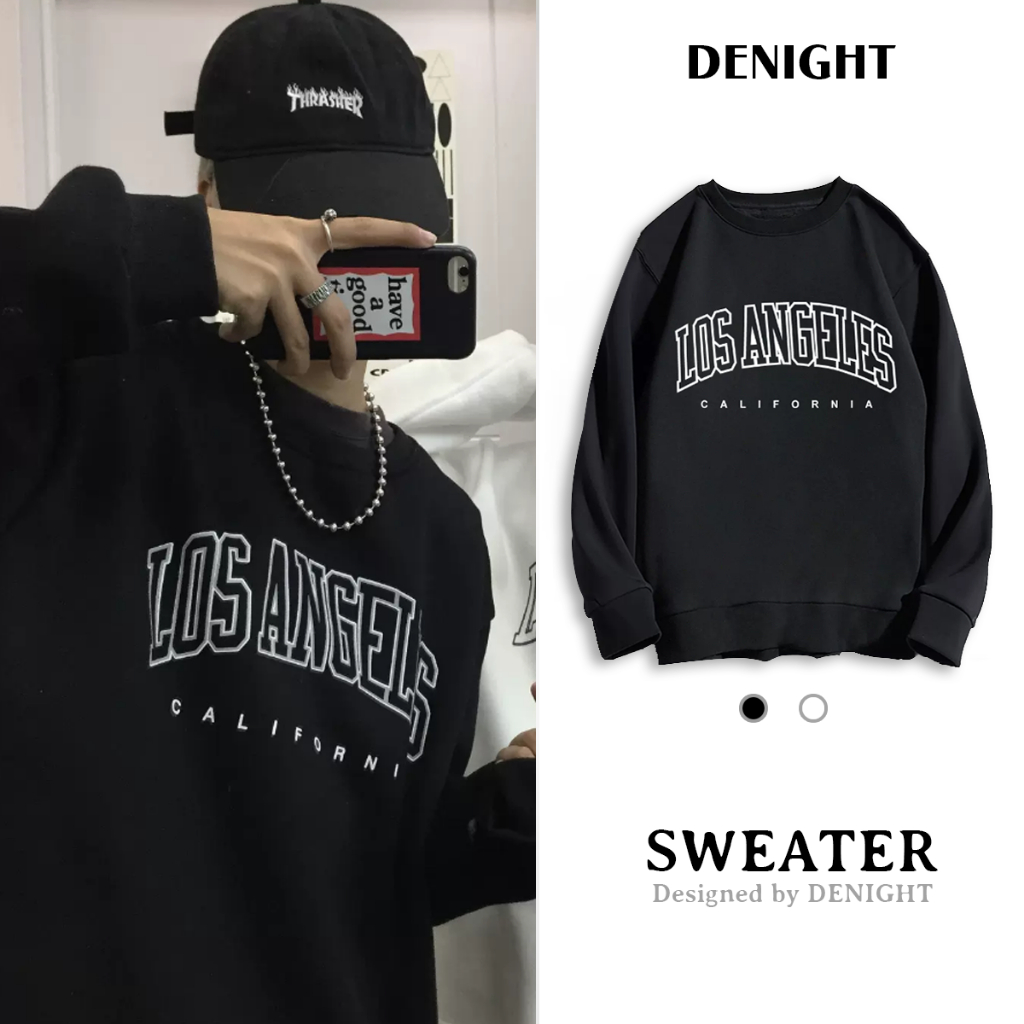 Denight Men's and Women's Sweater with LOS ANGELES Print Outstanding ...