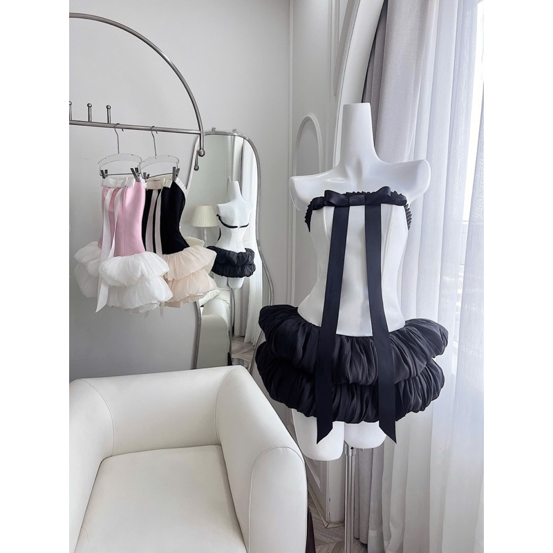 Super pretty cropped dress with layered bow | Shopee Philippines