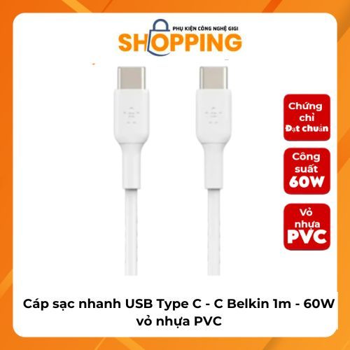 Belkin USB Type C - C fast charging cable 1m - 60W PVC shell | Shopee ...
