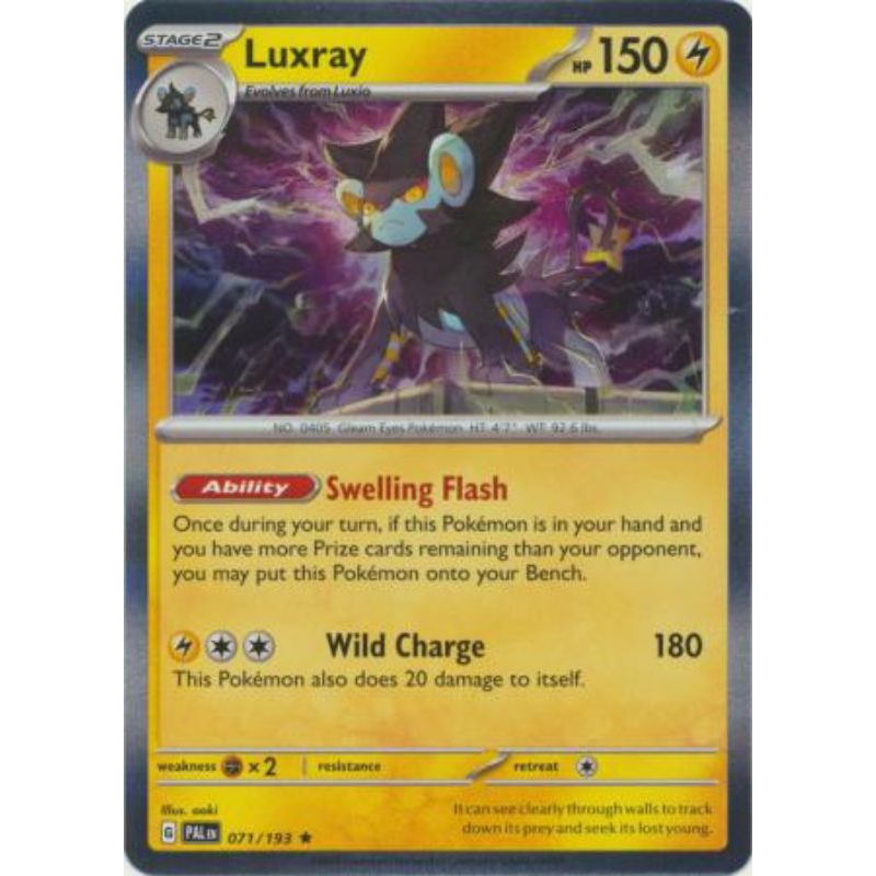 Pikachu 29 Luxray Genuine TCG Pokemon Card - 071/193 - Holo Rare NM ...