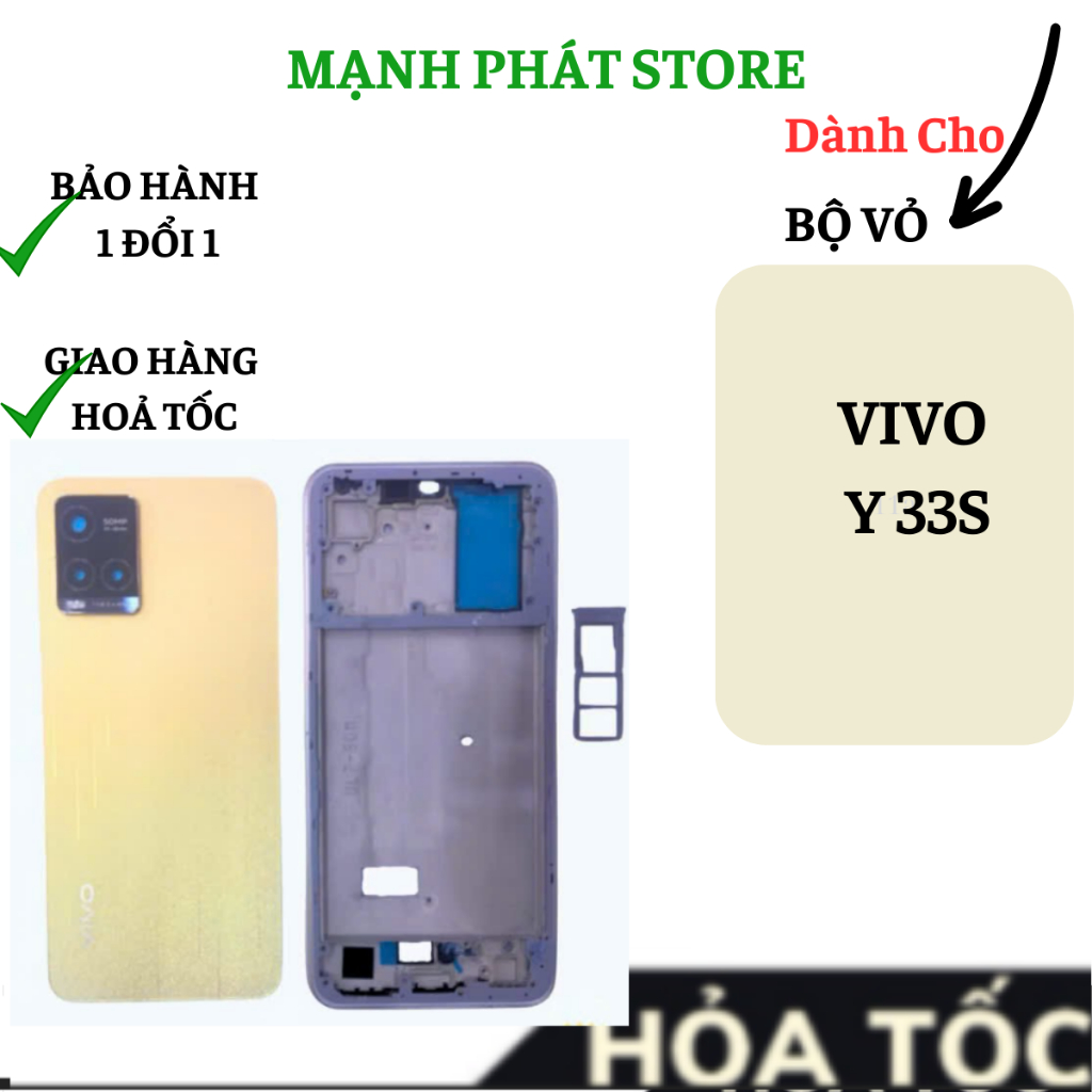 Vivo Y33S case set (Frame, back, side, sim, keys, cam) - Free glue and ...