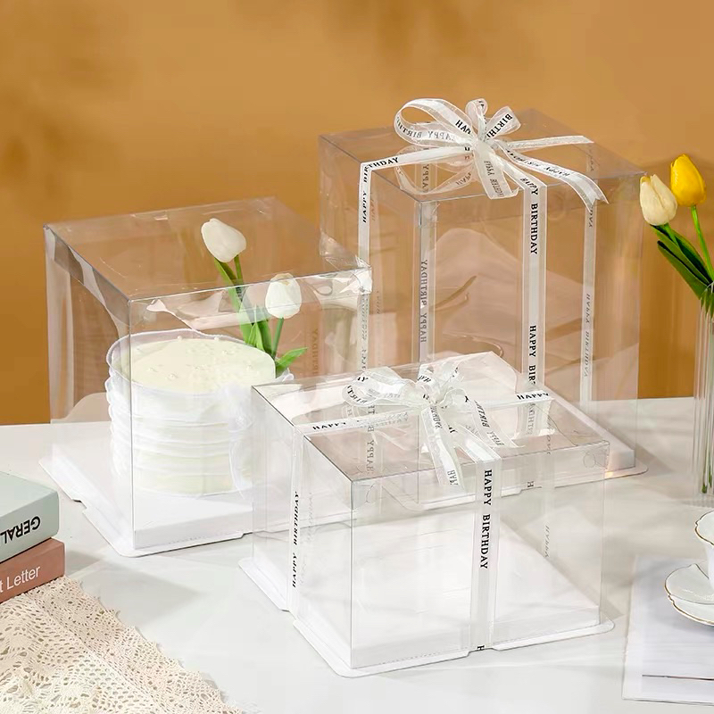 (Ribbon Not included) mica cake box, flower arrangement mica box ...