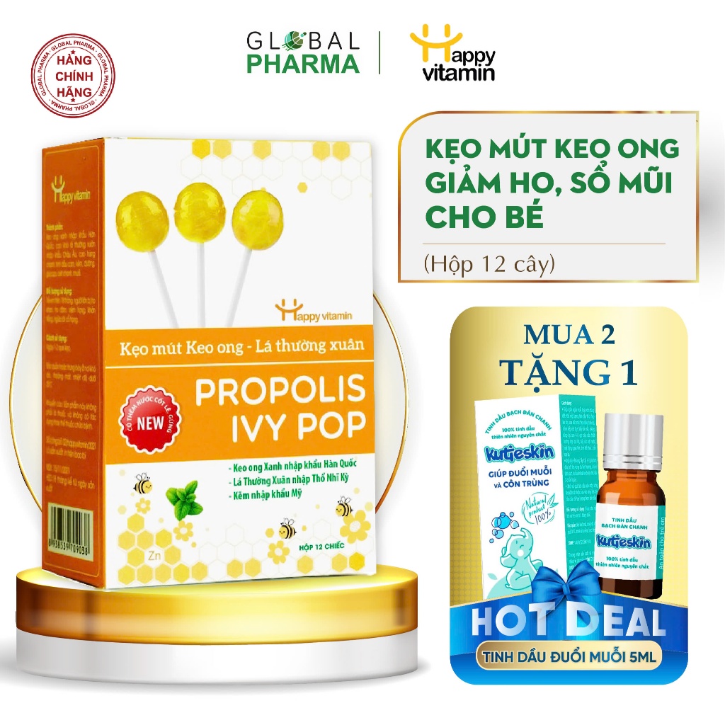 Happy Vitamin propolis cough lollipop helps relieve cough, sore throat ...