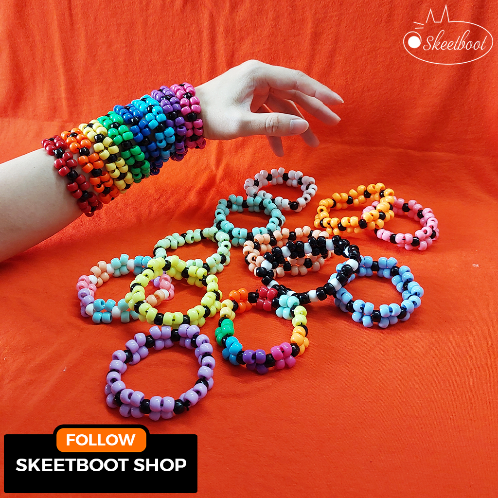 Simple multicolored kandi cuff 18cm - kandi bracelet - rave accessories ...