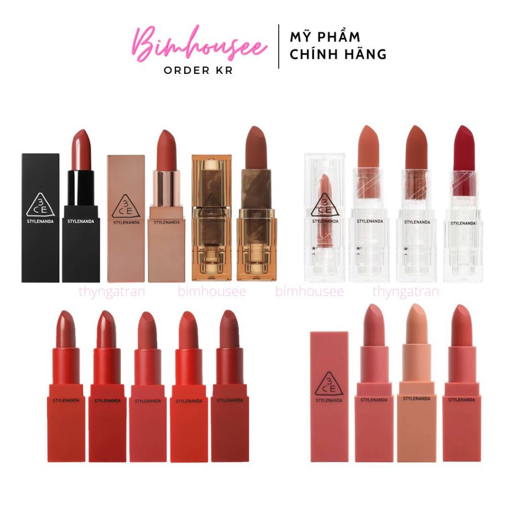 [Full Bill] 3CE Soft Matte Lip Color 215 221 222 227 228 909 Speak to ...