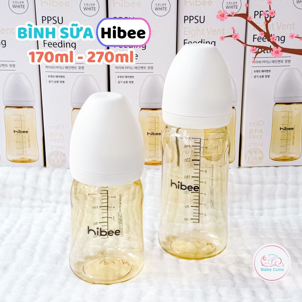Korean Hibee milk bottle 170ml / 270ml smooth, anti-colic with 8 ...