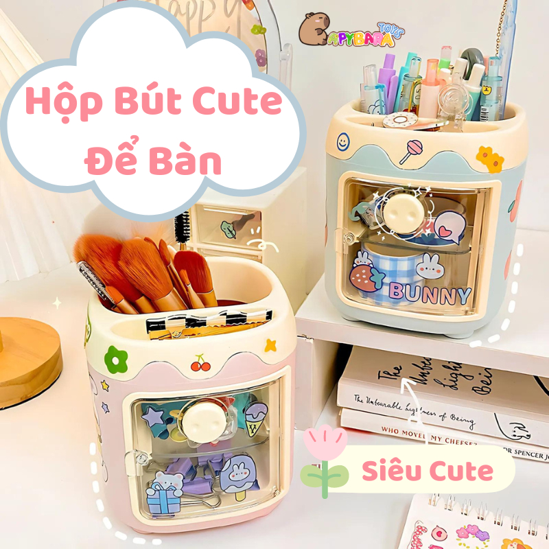 Cute Rabbit Pen Box for Study Desk, Cute Compact Desk Comes with ...