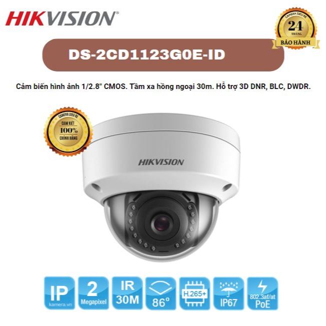 Hikvision 2MP IP Camera DS-2CD1123G0E-ID, 30 Meter Infrared, 2.8/4mm ...