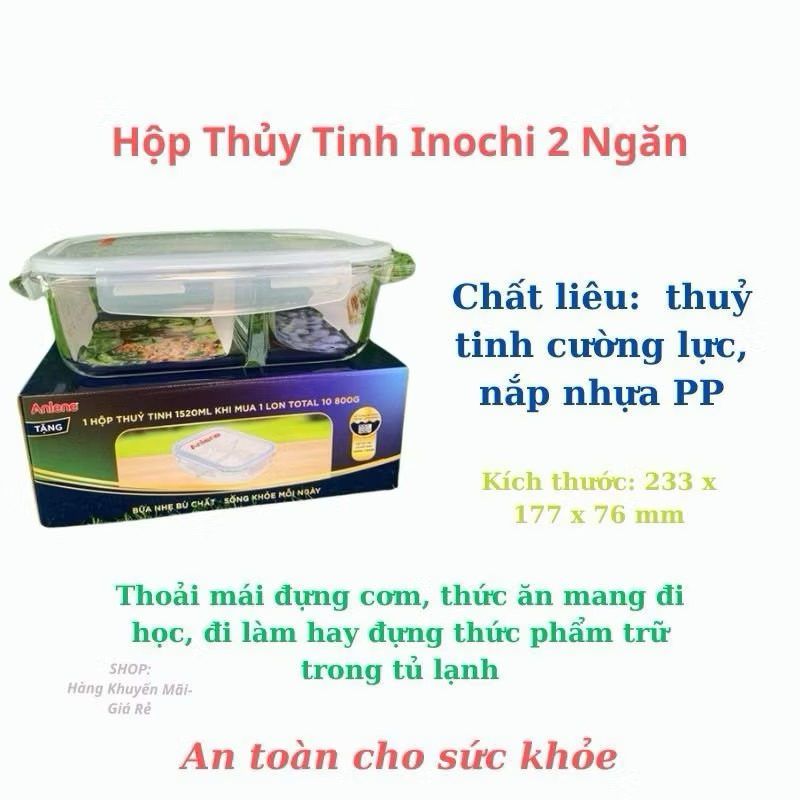 Inochi 1520ml 2-compartment glass bowl helps store food conveniently ...
