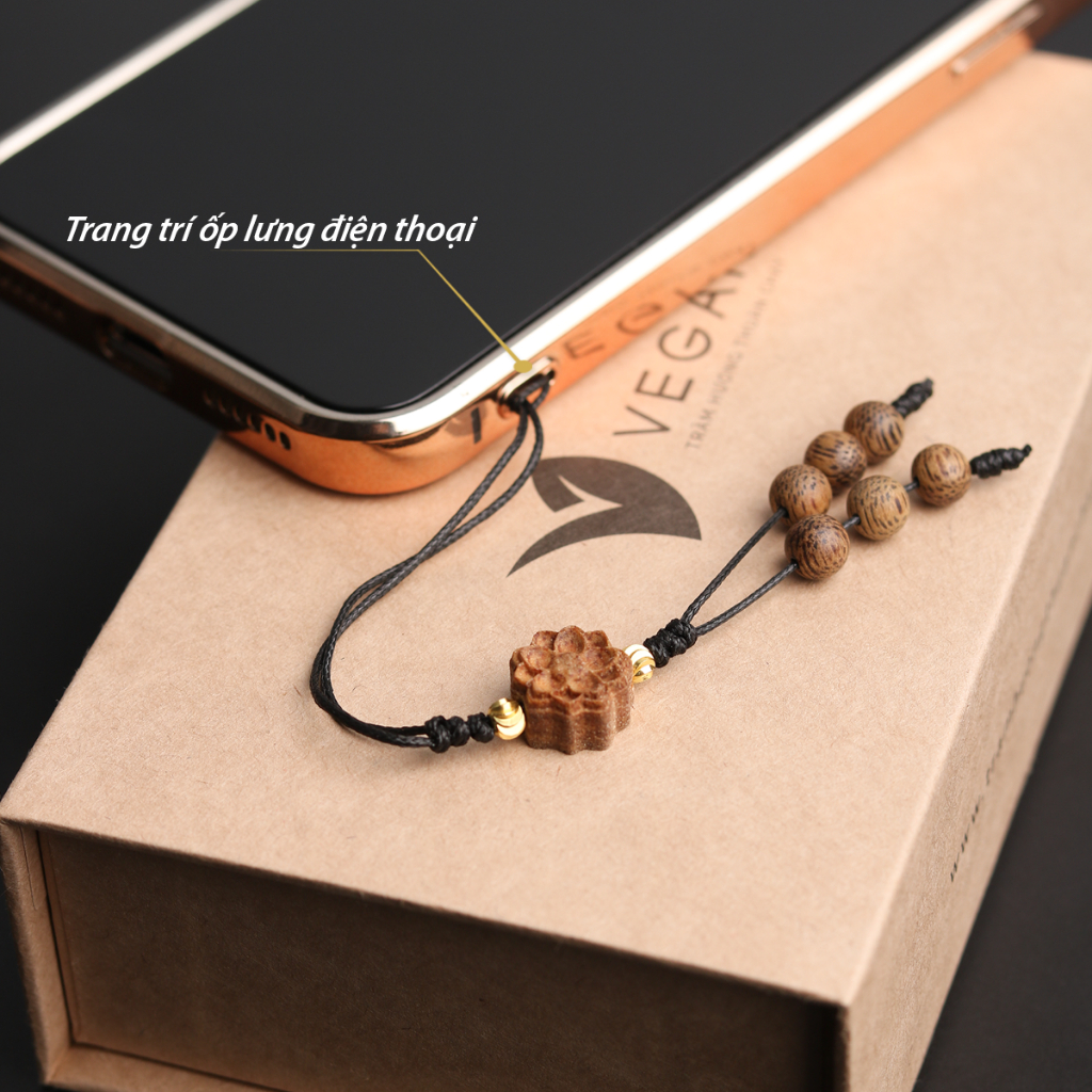 Phone strap, VEGAN lotus agarwood keychain to decorate car keys ...