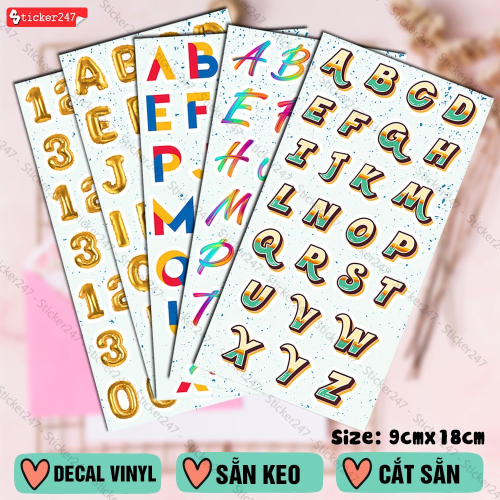 Sticker ABC Letters, Serial Numbers 0-9 small size Number Decal ...