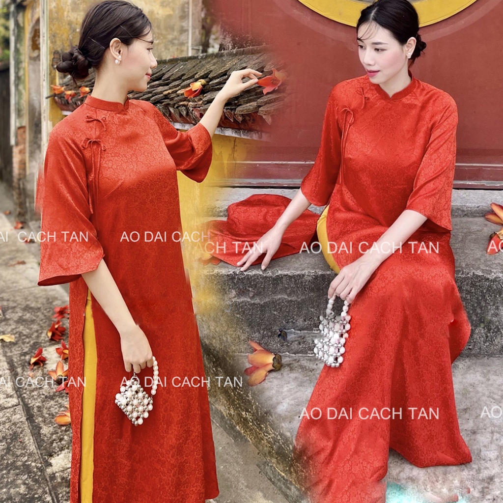 Innovative straight brocade ao dai for young women, brocade quality for ...