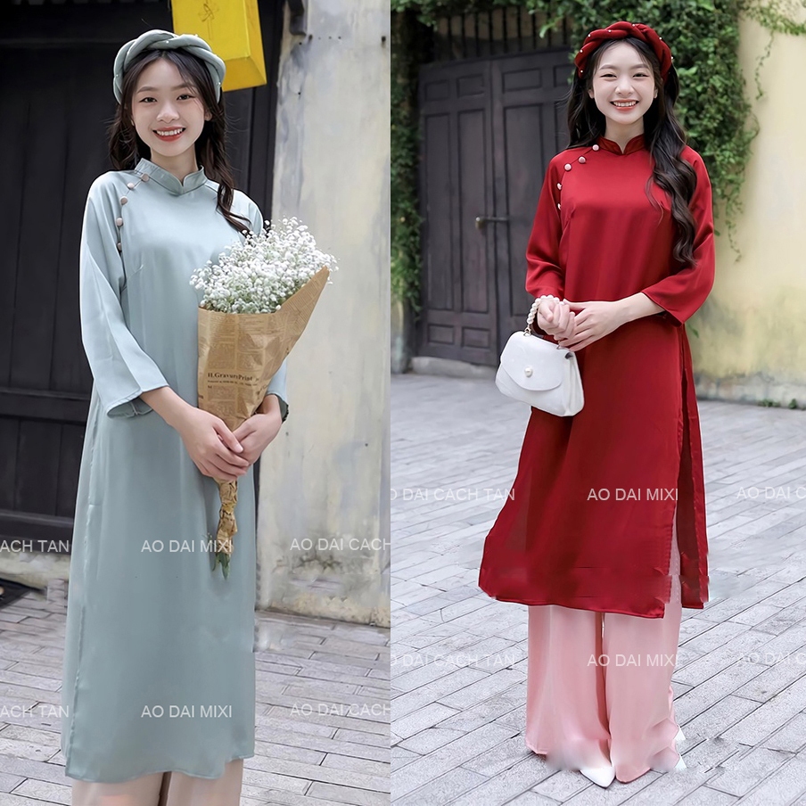 Modern ao dai for young women with loose shape MIXI, high quality silk ...