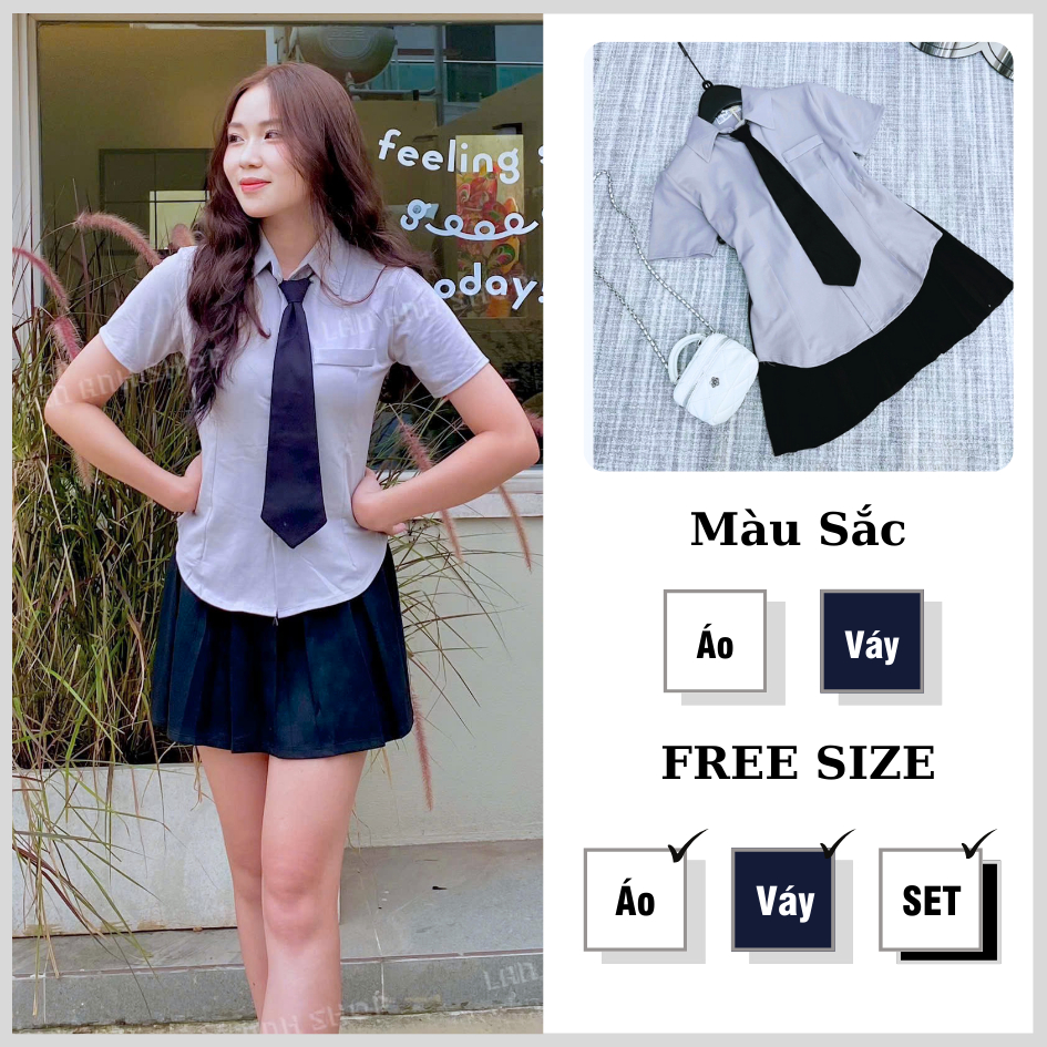 Set Shirt and Skirt with Beautiful Cavat in Slim Skin Tone for Ladies ...