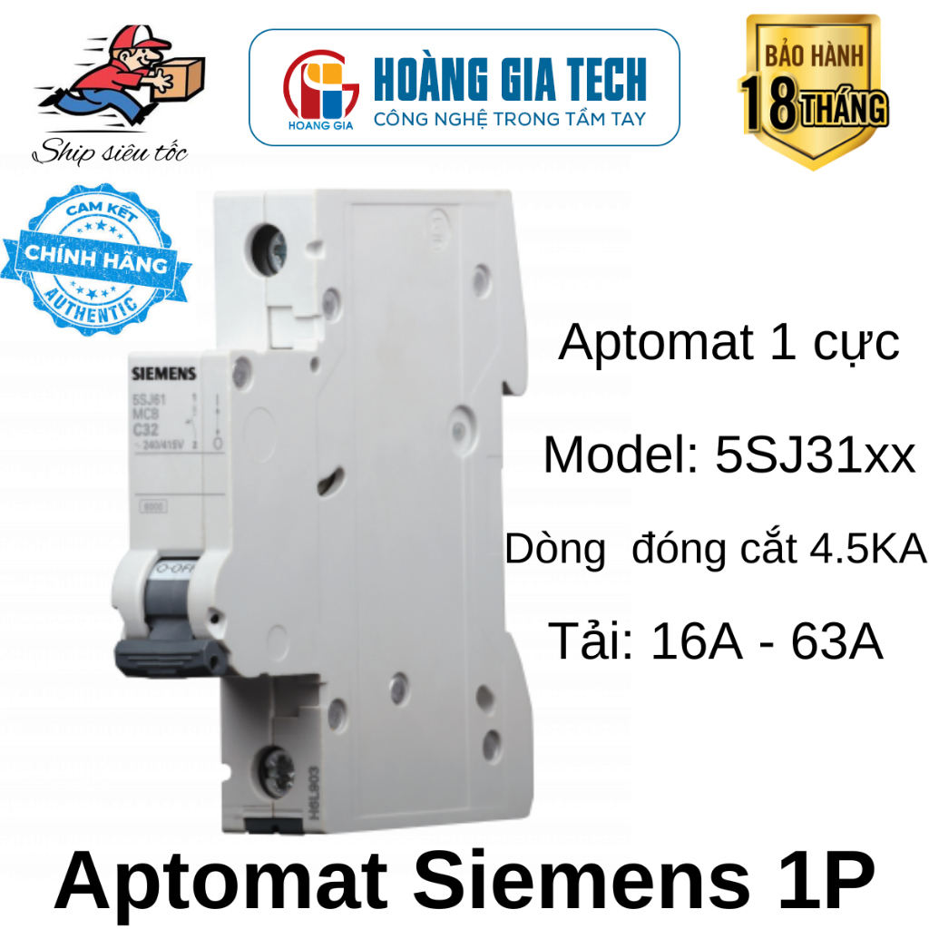 Ace Aptomat MCB Siemens 1 Pole 5SJ31xx-7RC 16A 20A 25A 32A 40A 63A ...