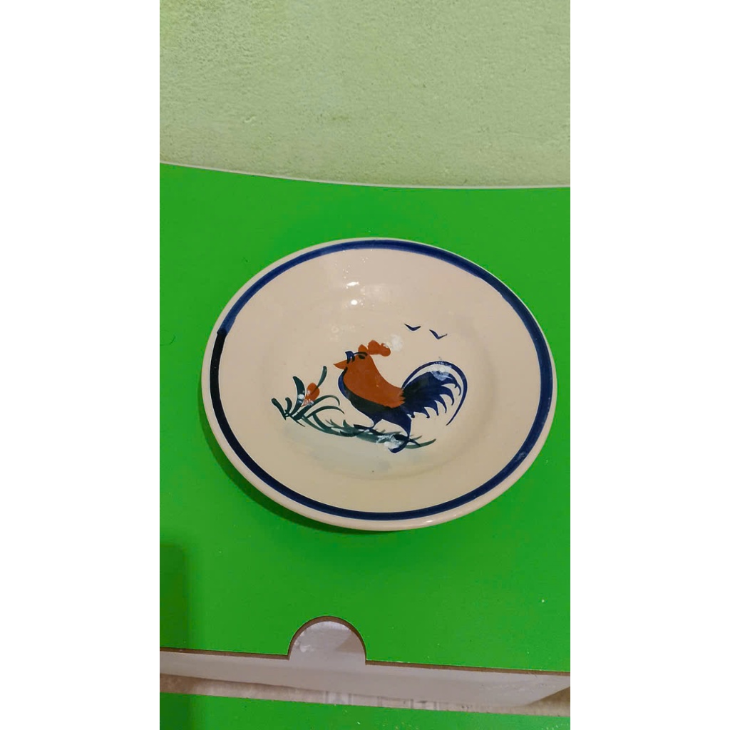 Set of 5 Hand-painted Chicken Ancient Stone Plates 19 cm (porcelain ...