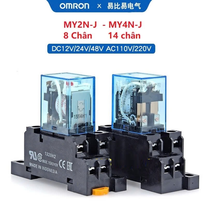 8-pin intermediate relay 220v, 24vac, 24vdc, 110vac, 380vac (with base) MY2N-J | Shopee Philippines