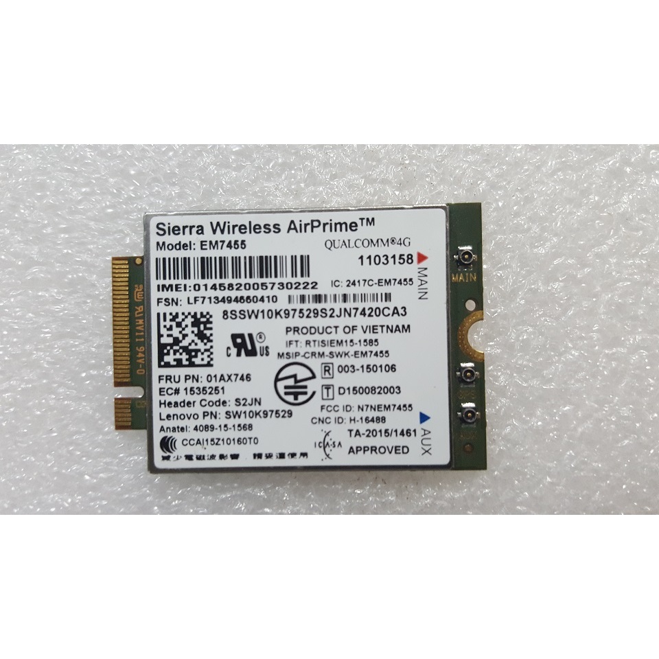 Lenovo ThinkPad EM7455 4G LTE 4G WWAN Card for L460, L560, P50, P70 ...
