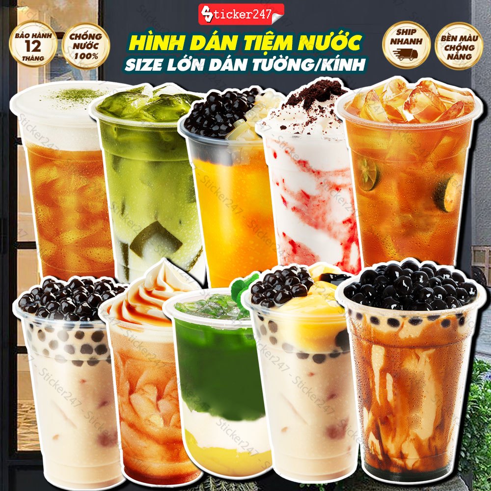 Large Size Real Milk Tea Cup Sticker Milk Tea Decal Decorating Drinks ...
